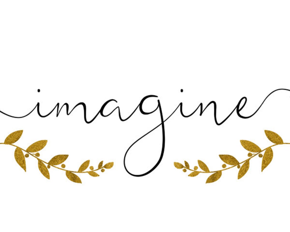Imagine Print Art Typography, Instant Download ,typographic Print Black ...
