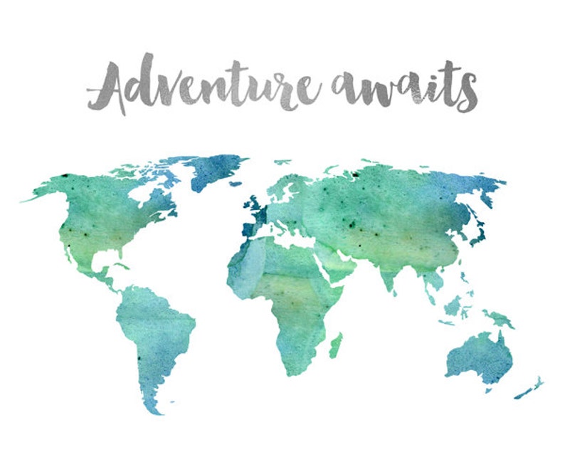 Adventure Awaits - World Map , Pink Wall Art , Gold Typography Deco - Etsy