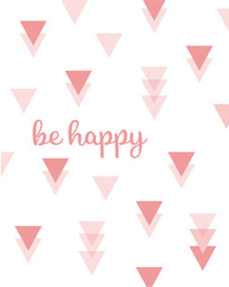 Be happy pink digital wall art nursery kid nursery | Etsy