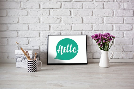 Hello Printable Poster Wall Art Quotes Gold Typography | Etsy