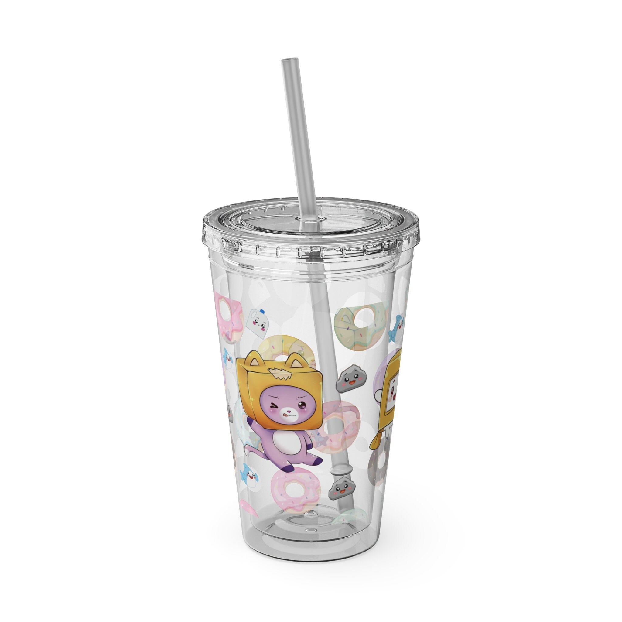 Lankybox Donut Cup With Straw, 16oz - Etsy