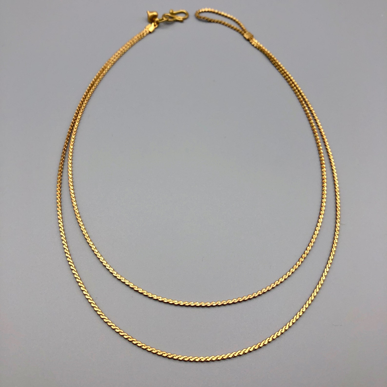 Double Chain Necklace-solid Brass Simple Necklace-layering Chain ...