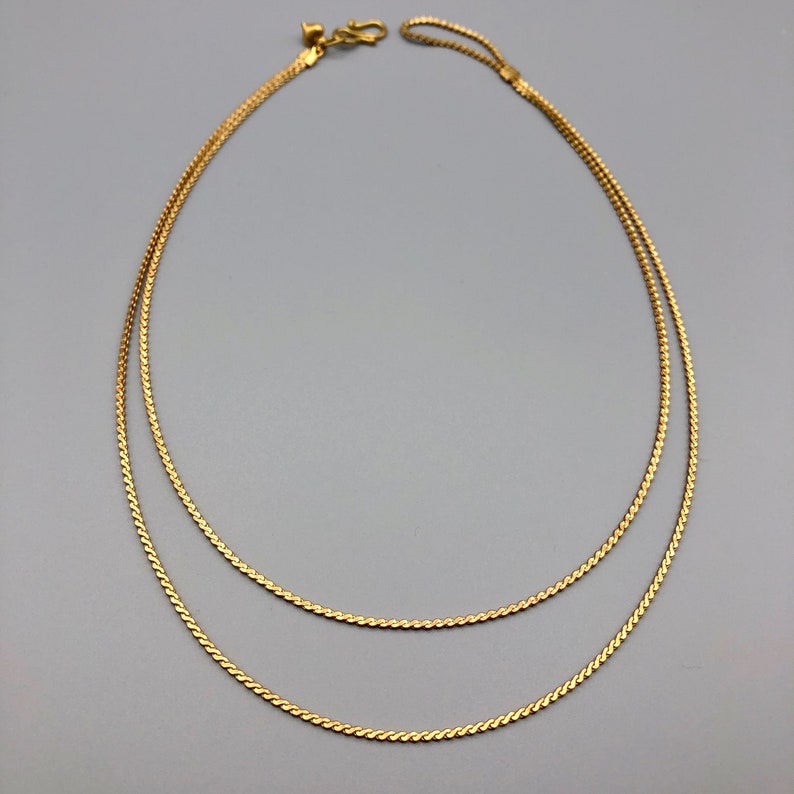 Double Chain Necklace-solid Brass Simple Necklace-layering Chain ...