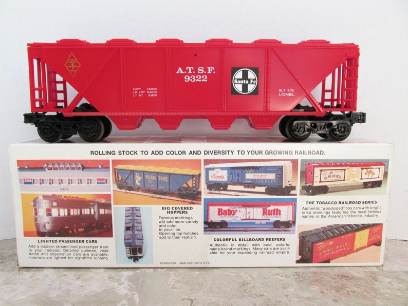Lionel Santa Fe ATSF Covered Hopper Car Lionel Rolling - Etsy