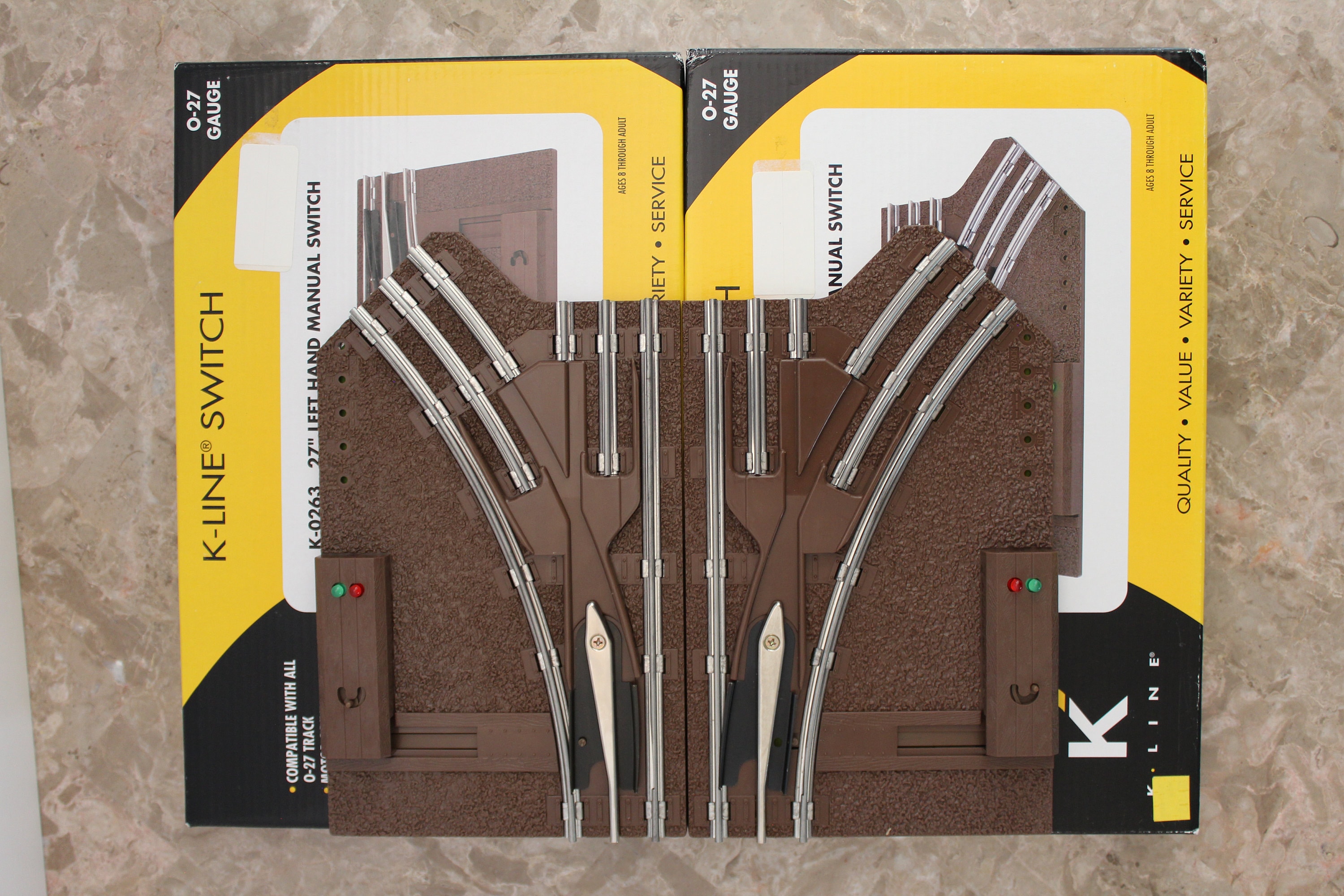 K-line 27 Curve Manual Switch Set left Hand & Right Hand K-line Track ...