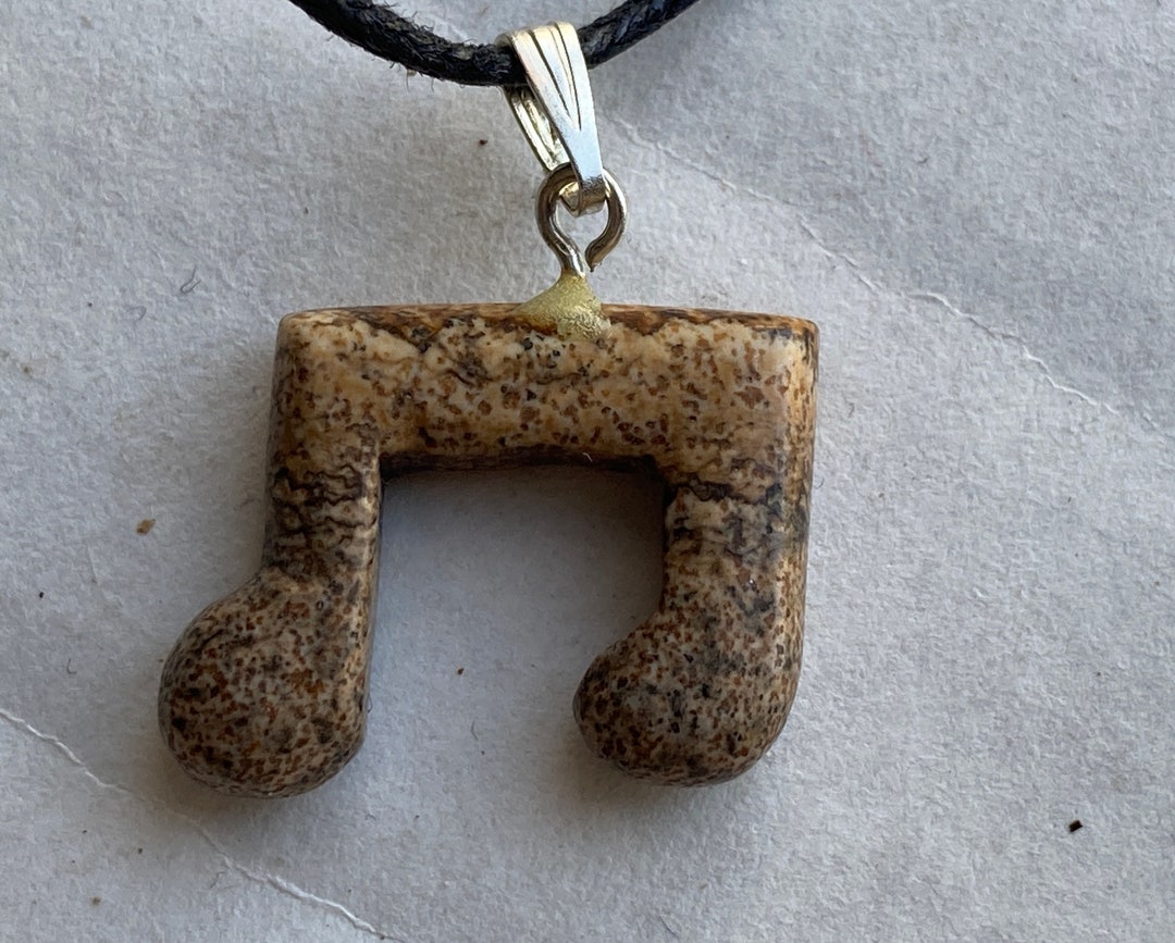 Desert Jasper Musical Note Shaped Carved Gemstone Pendant, Tumble ...