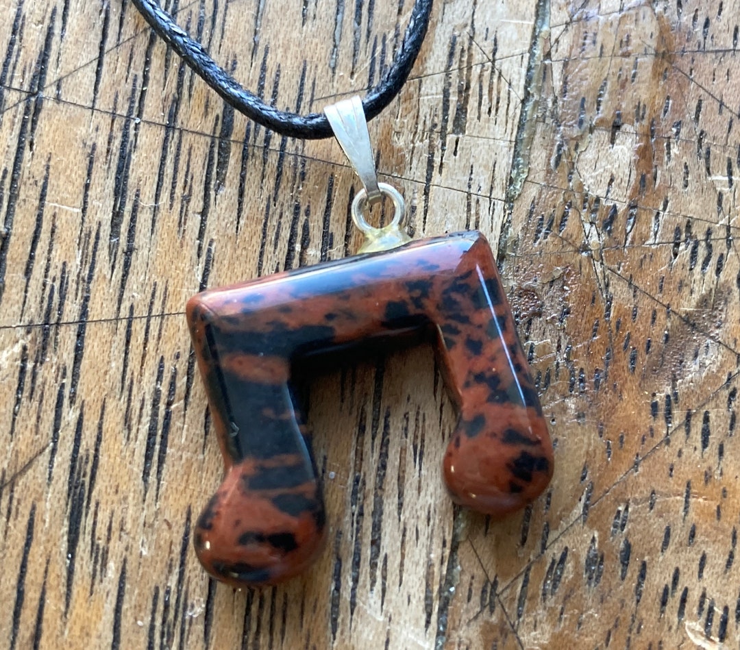 Mahogany Jasper Musical Note Shaped Carved Gemstone Pendant, Tumble ...