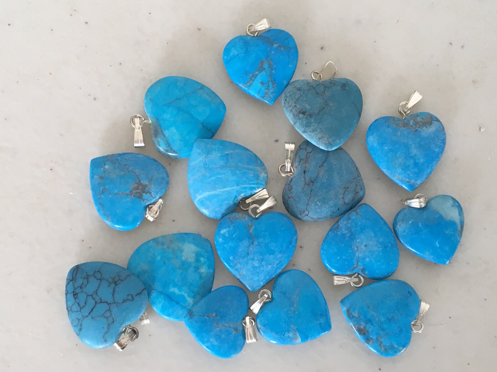 Turquoise Howlite Heart Shaped Carved Gemstone Pendant Stone - Etsy