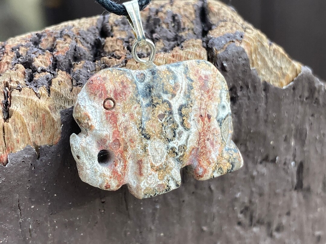 Leopardskin Jasper Elephant Shape Gemstone Pendant, Elephant Stone Bead ...