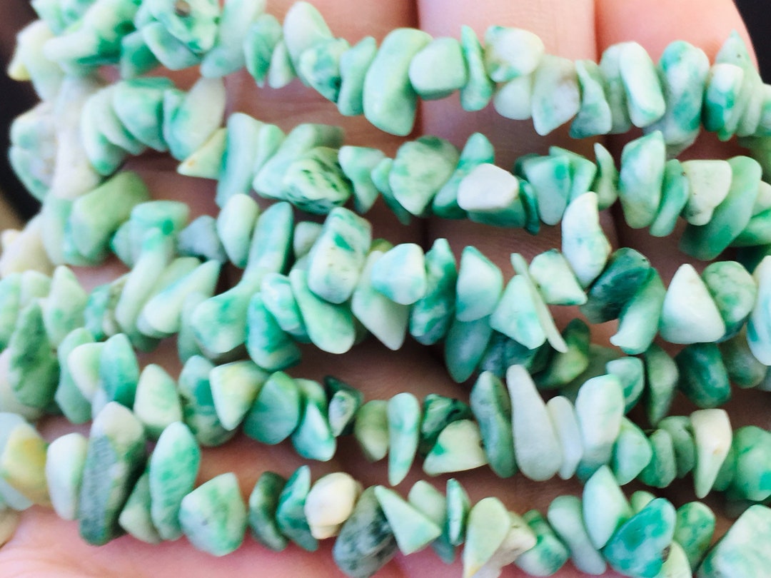 Jadeite Gemstone Chip Strand 32 Full Strand Beads, Tumble Polished ...