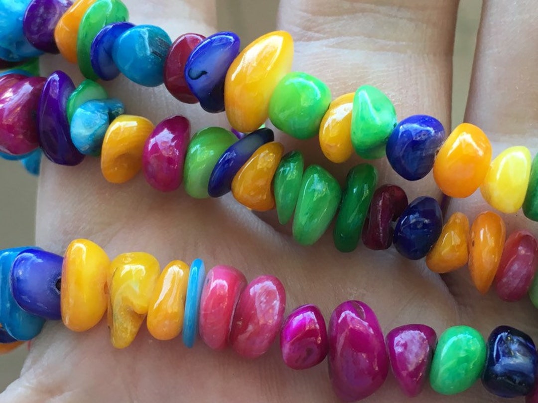 Candy Dyed Shell Gemstone Chip Strand 32 Full Strand Beads, Tumble ...