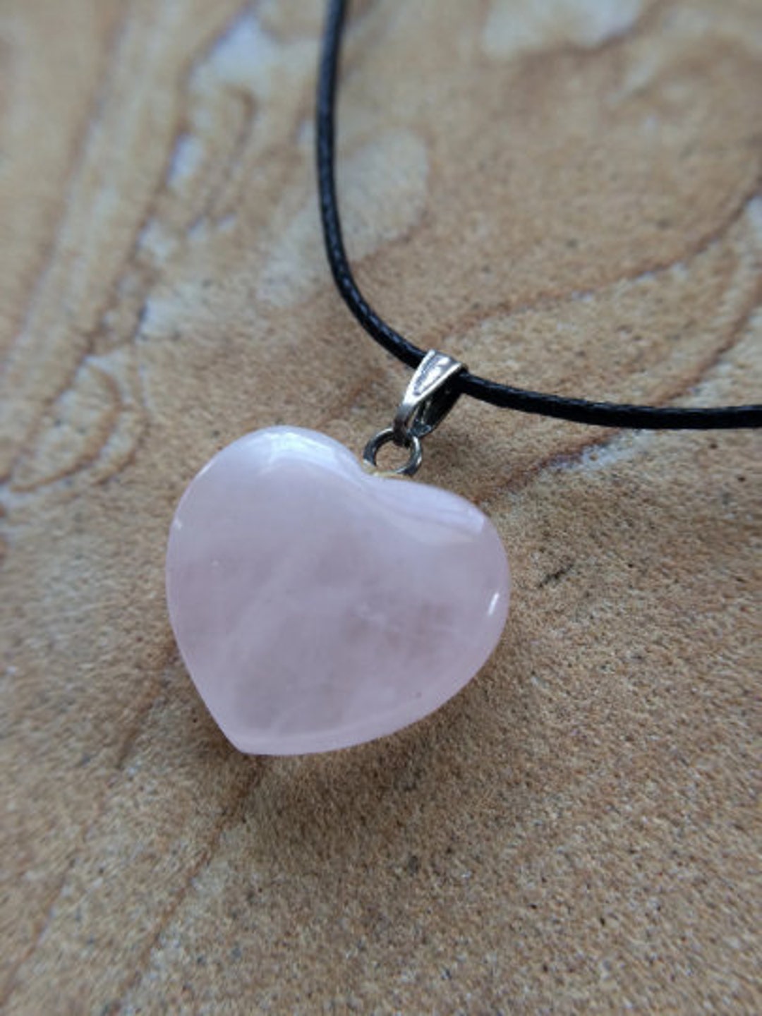 Pink Rose Quartz Heart Shaped Carved Gemstone Pendant, Rose Quartz ...