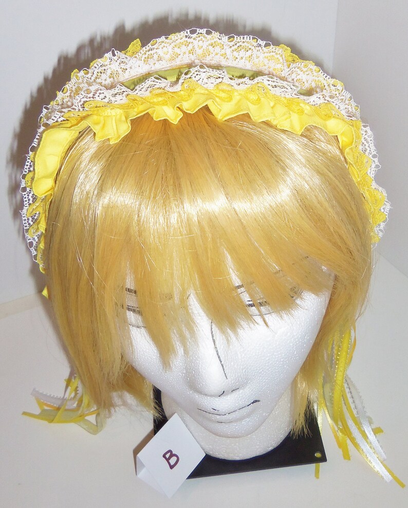 Lolita Maid Lace Headband With Ribbons and Rosettes in Yellow - Etsy