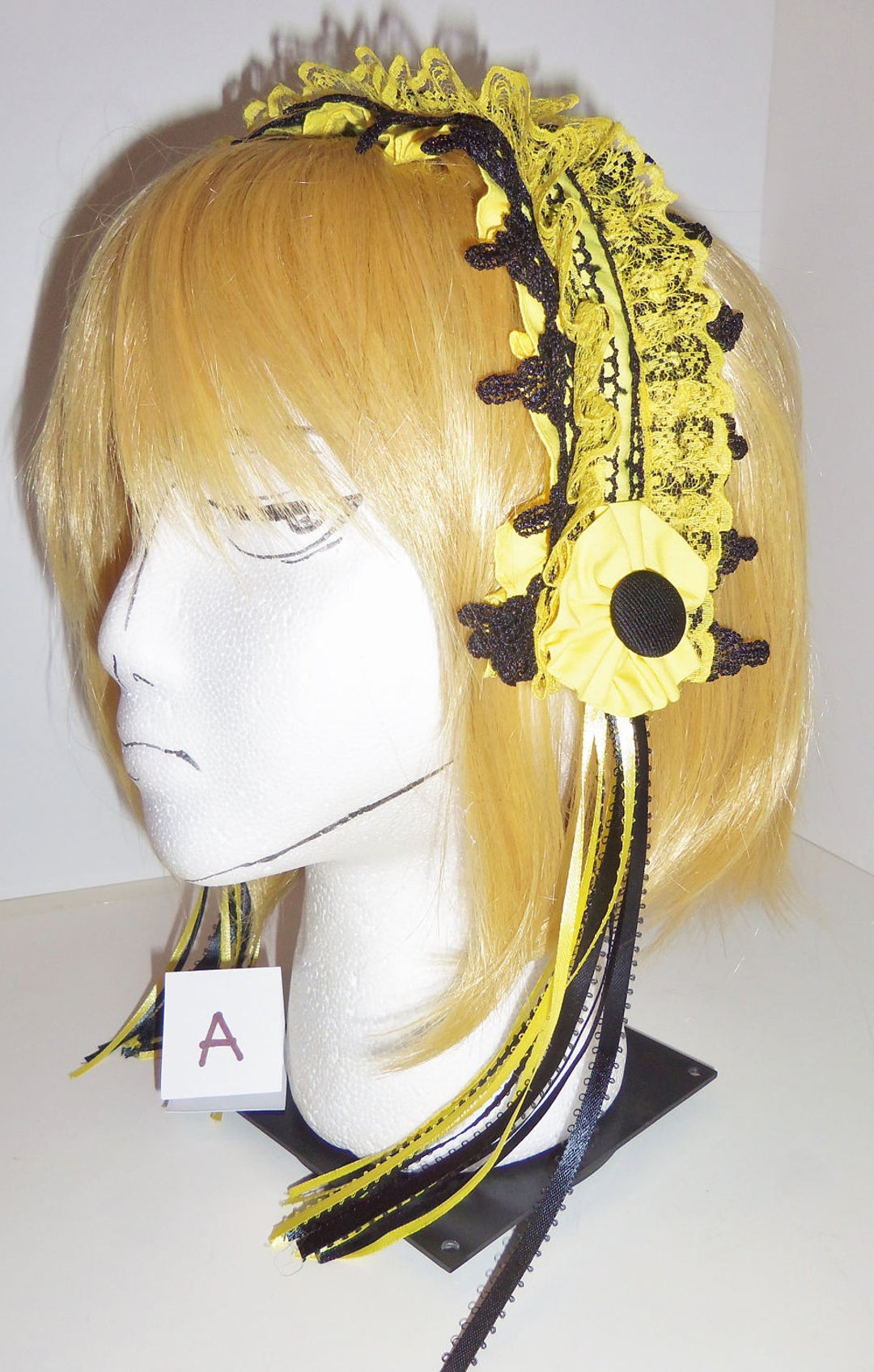 Lolita Maid Lace Headband With Ribbons and Rosettes in Yellow - Etsy