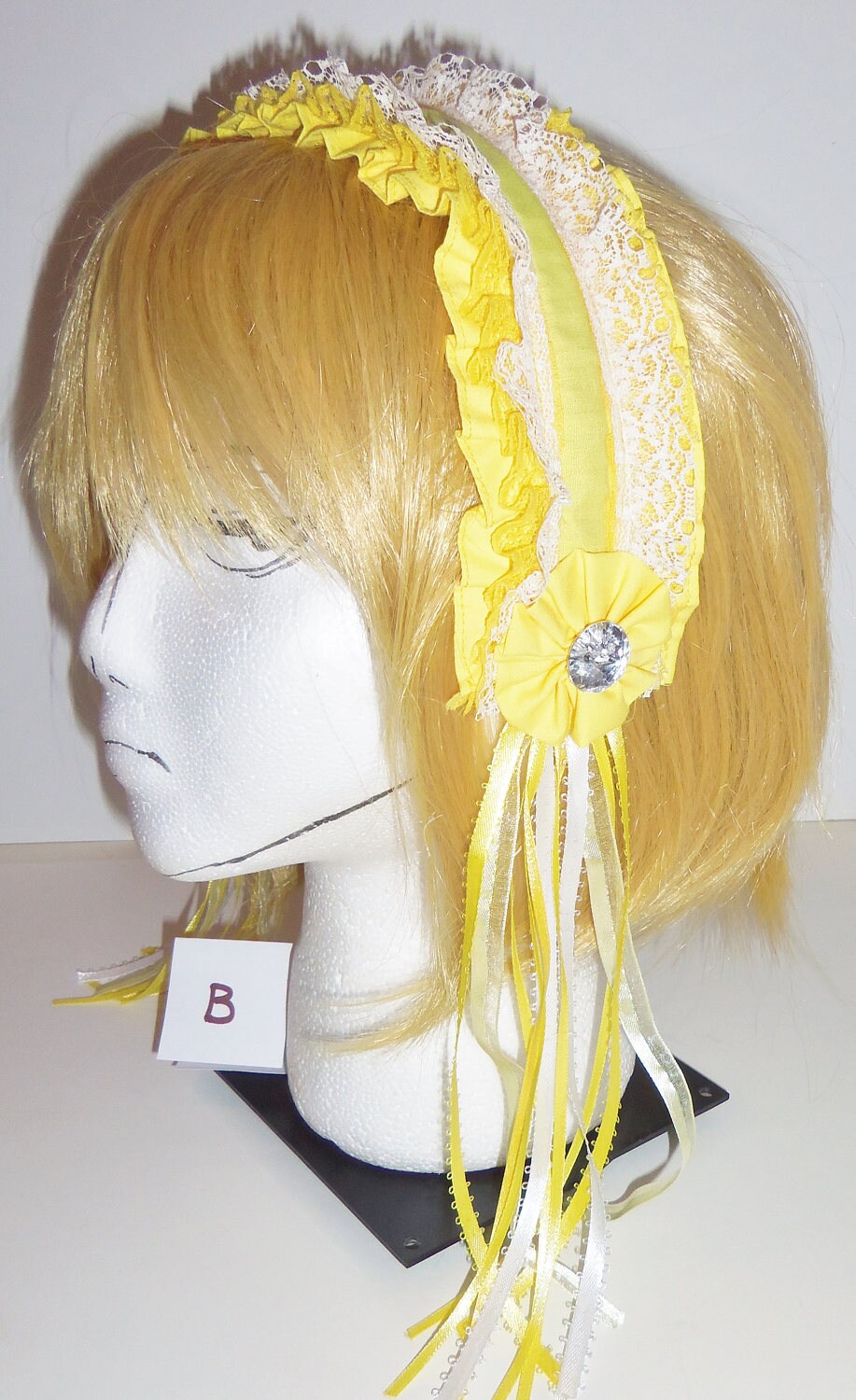 Lolita Maid Lace Headband With Ribbons and Rosettes in Yellow - Etsy