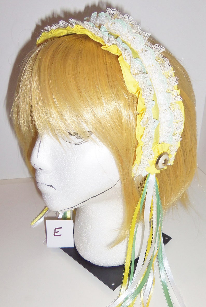 Lolita Maid Lace Headband With Ribbons and Rosettes in Yellow - Etsy