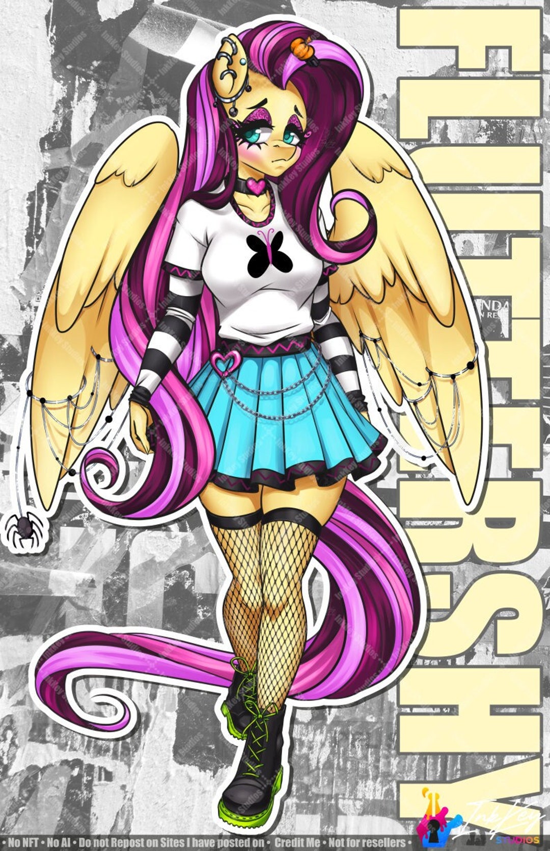 Edgy Fluttershy MLP 11 X 17 Print Art My Little Pony Poster - Etsy