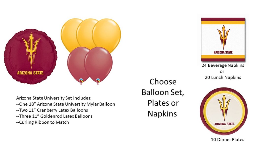 Arizona State Balloons, Sun Devils Balloons, Arizona State Plates ...