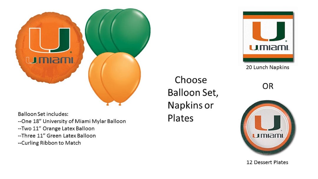 University of Miami Balloons, University of Miami Hurricanes Balloons ...
