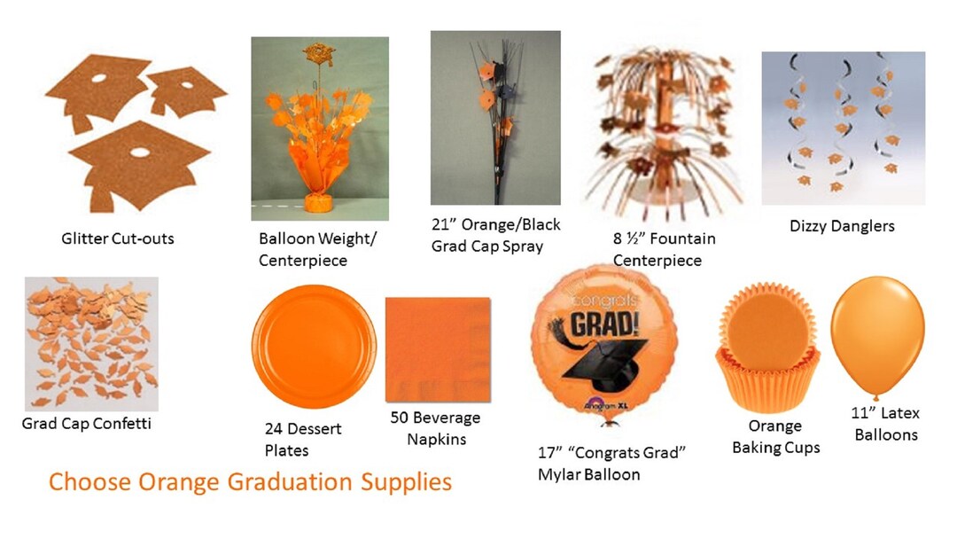 Orange Graduation Decorations Orange Grad Mylar Balloons - Etsy