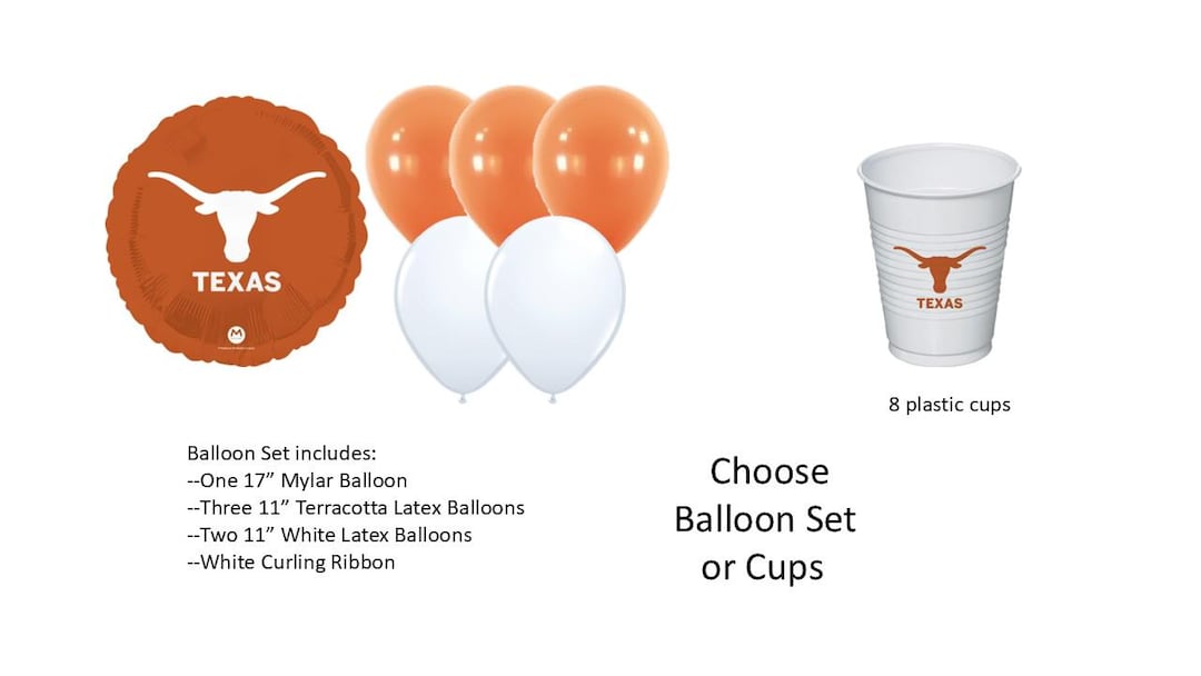 University of Texas Balloons, Texas Cups - Etsy