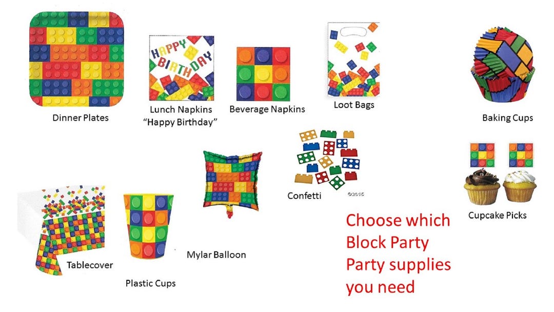 Block Party Plates, Block Party Napkins, Block Party Balloon, Block ...