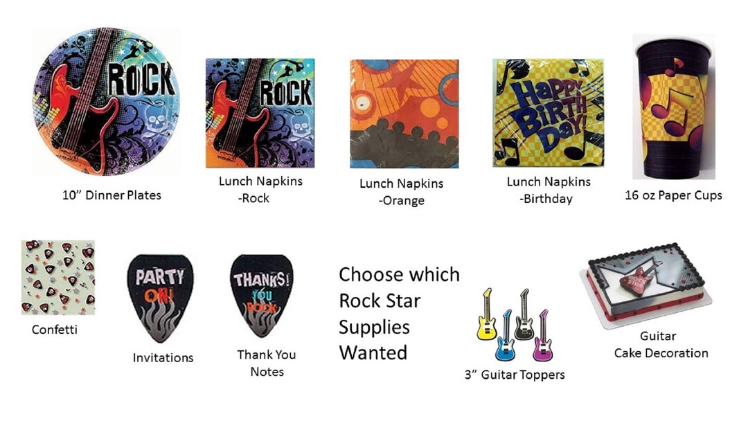 Rock Star Plates, Rock Star Napkins, Rock Star Invitations, Music Note ...