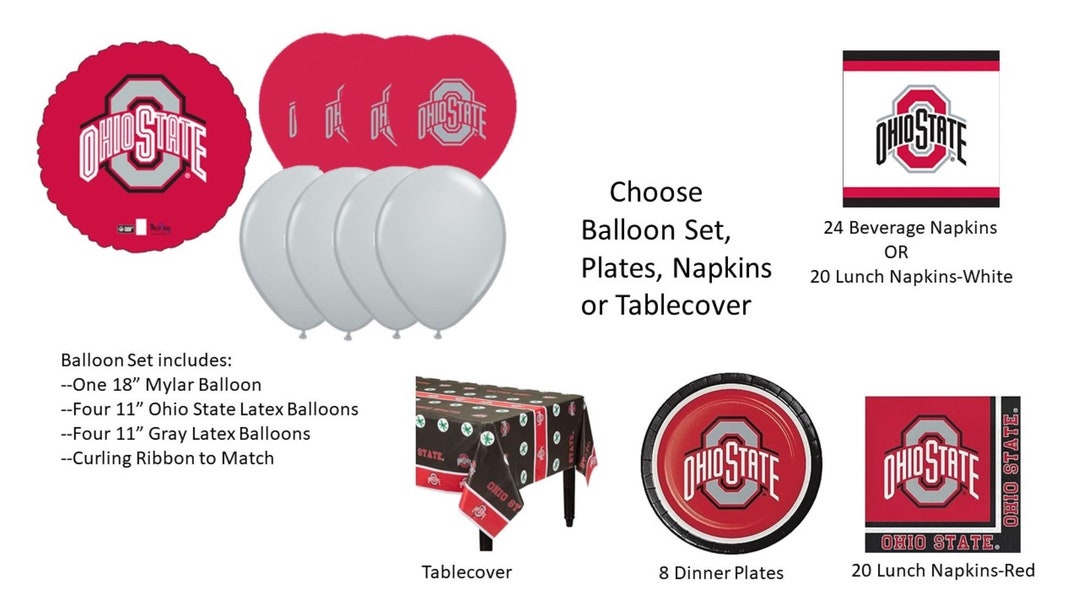 Ohio State Balloons, Ohio State Napkins, Ohio State Tablecover, Ohio ...
