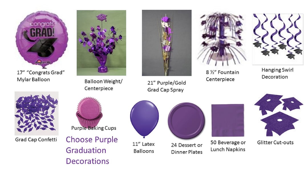 Purple Graduation Decorations, Purple Grad Mylar Balloons, Purple ...