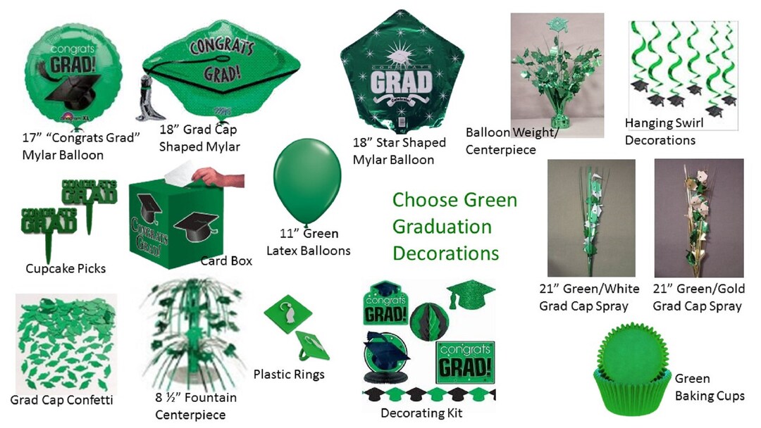 Green Graduation Decorations Green Grad Mylar Balloons - Etsy