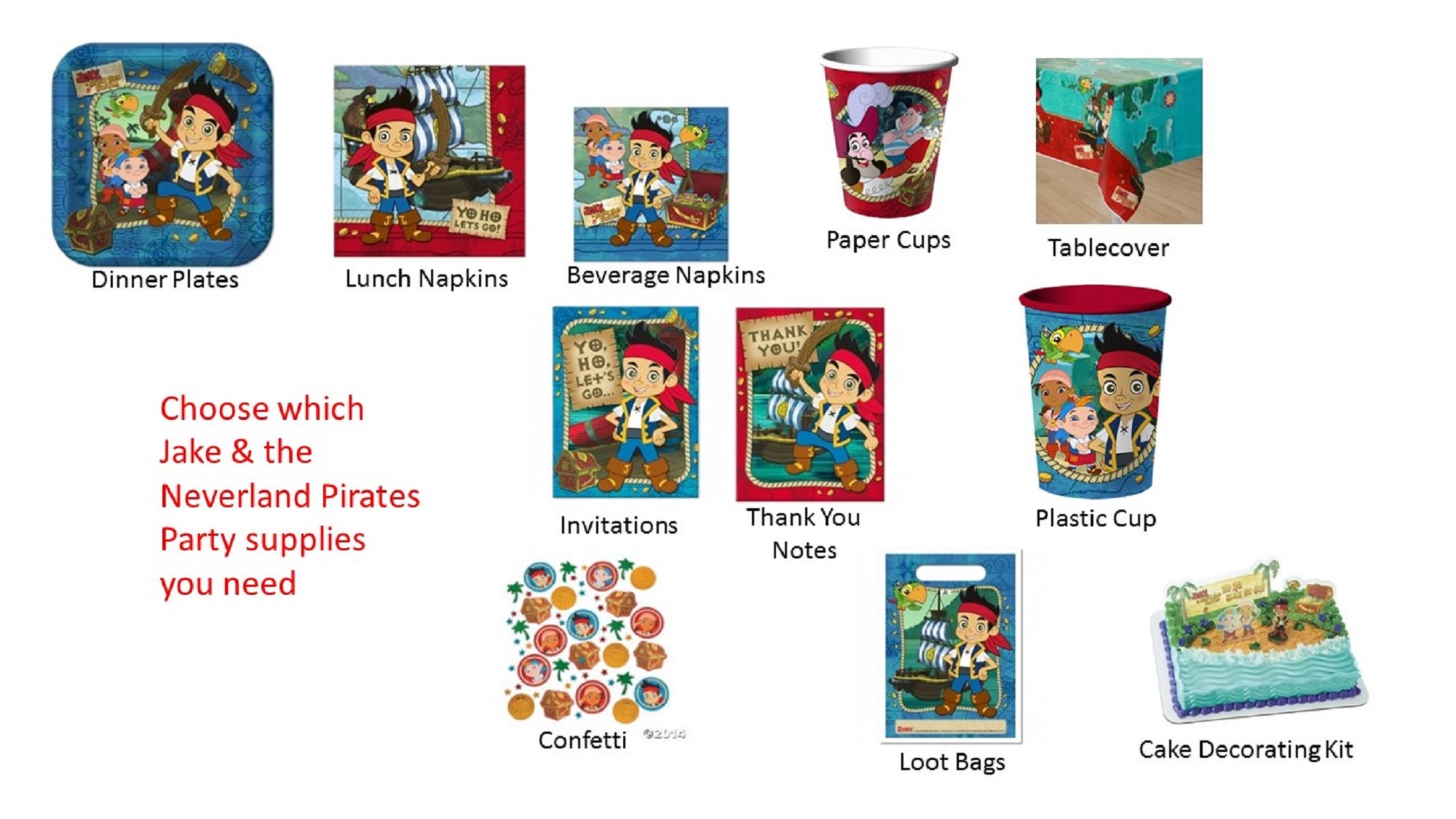 Jake and the Neverland Pirates Plates Napkins Cups Tablecover Banner ...