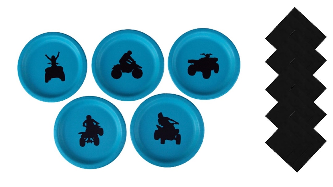 ATV Dinner Plates, ATV Dessert Plates - With Solid Color Napkins - Set ...