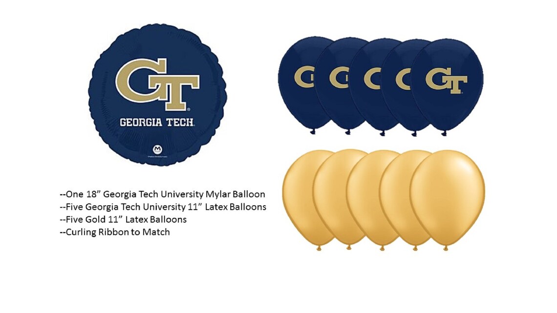 Georgia Tech Balloons Georgia Techyellow Jackets Balloons | Etsy