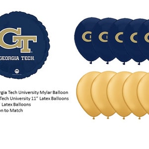 Georgia Tech Balloons Georgia Techyellow Jackets Balloons - Etsy