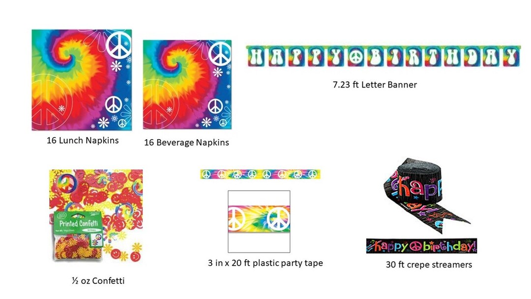 Tie Dye Peace Sign Napkins Party Supplies - Etsy