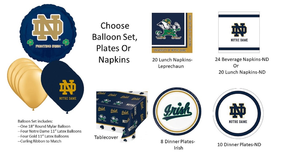 Notre Dame University Balloons, Notre Dame Napkins, Notre Dame Plates ...