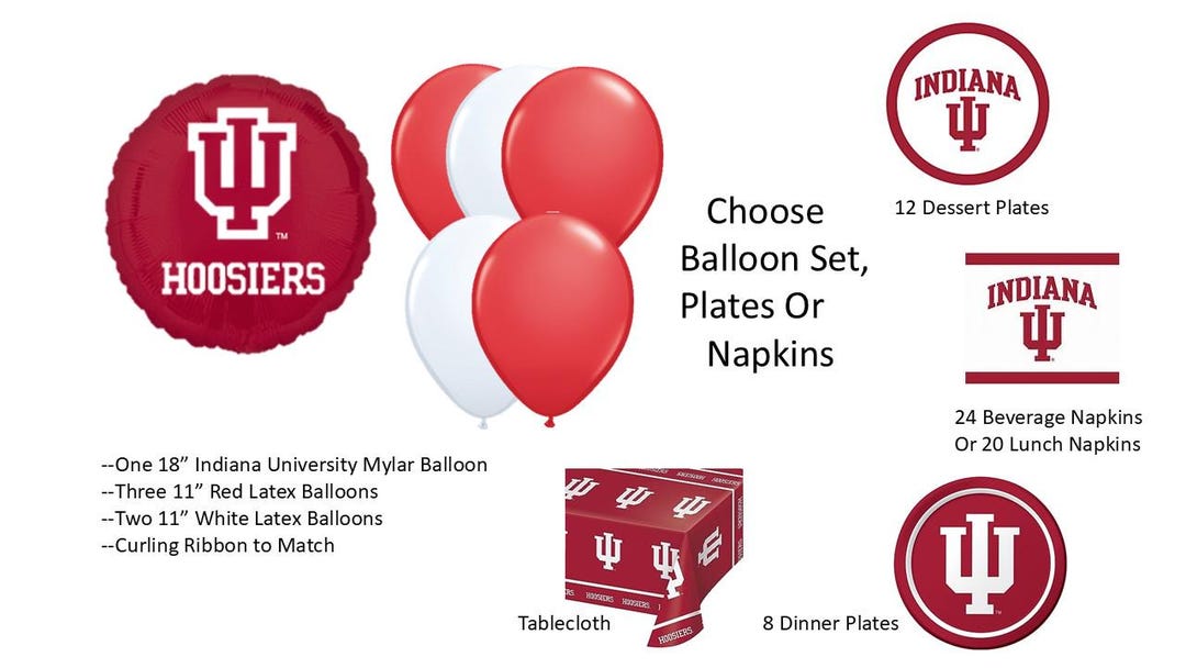 University of Indiana Balloons, Indiana University Napkins, University ...