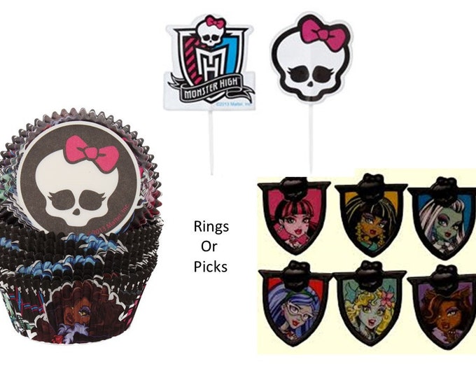 Monster High Rings OR Picks With Monster High Baking Cups - Etsy