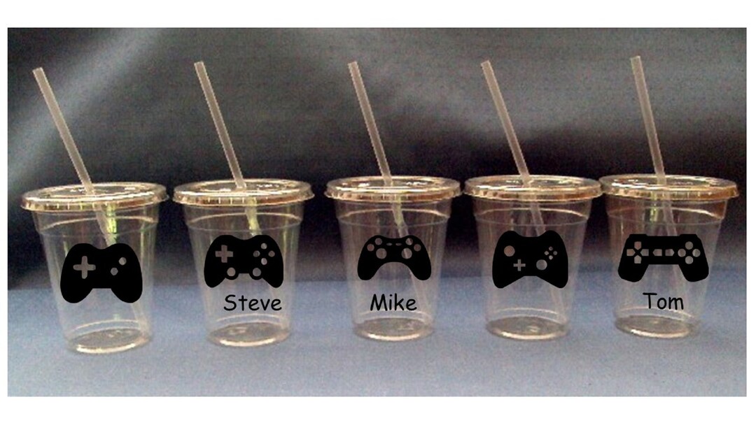 Video Game Controller Cups With Lids and Straws - Etsy