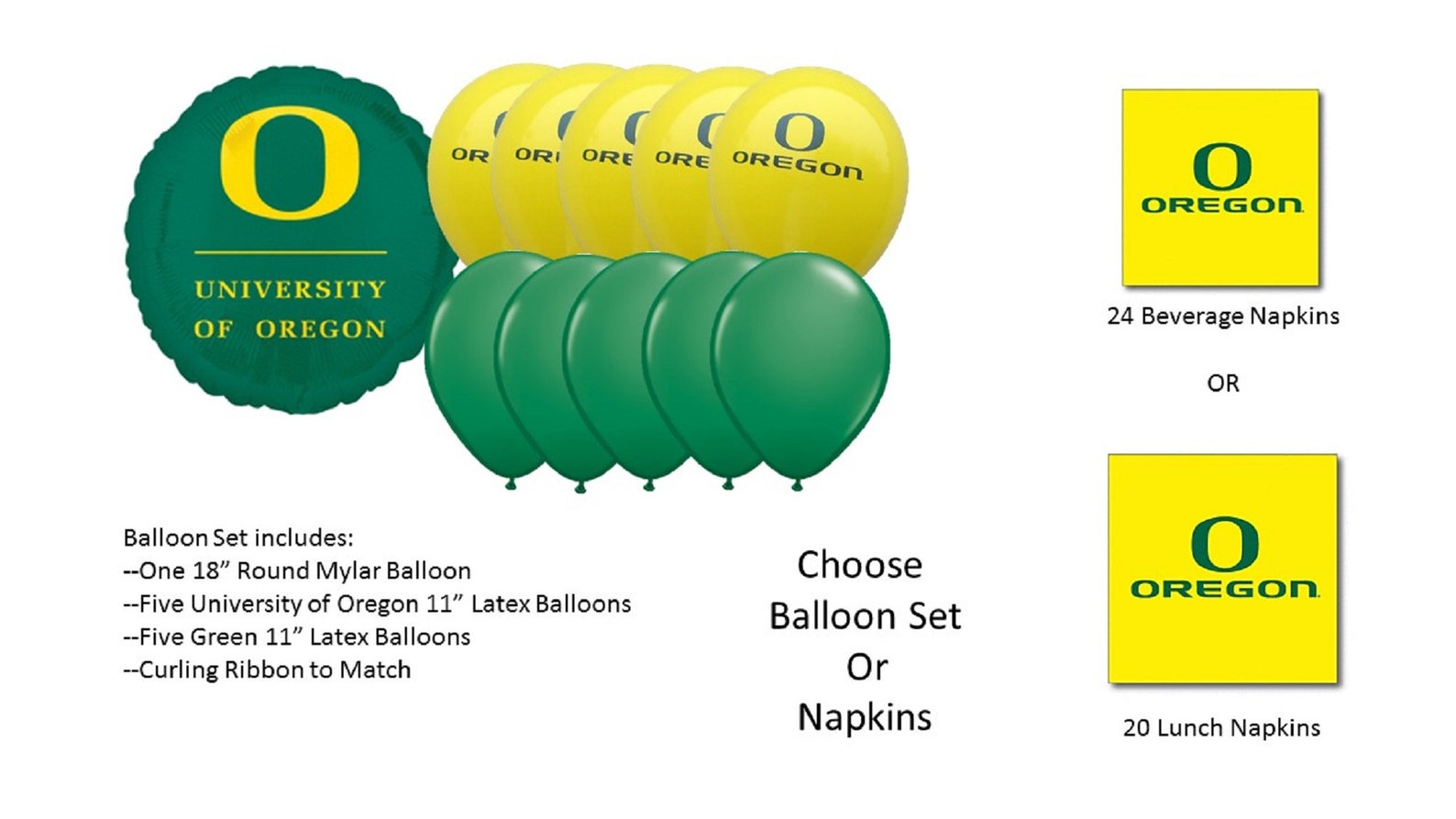 University of Oregon Balloons University of Oregon Napkins - Etsy