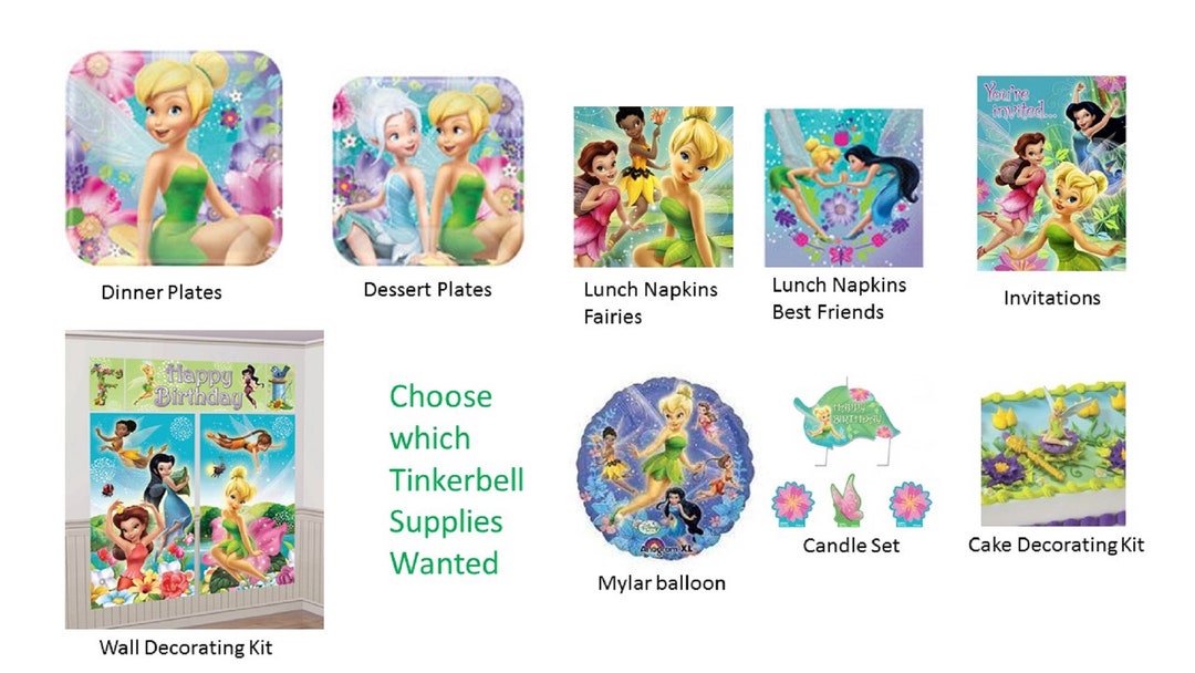 Tinkerbell Balloon, Tinkerbell Plates, Tinkerbell Napkins, Tinkerbell ...