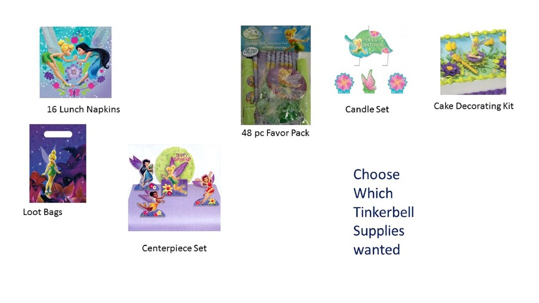 Tinkerbell Napkins, Tinkerbell Favor Pack, Tinkerbell Centerpiece ...