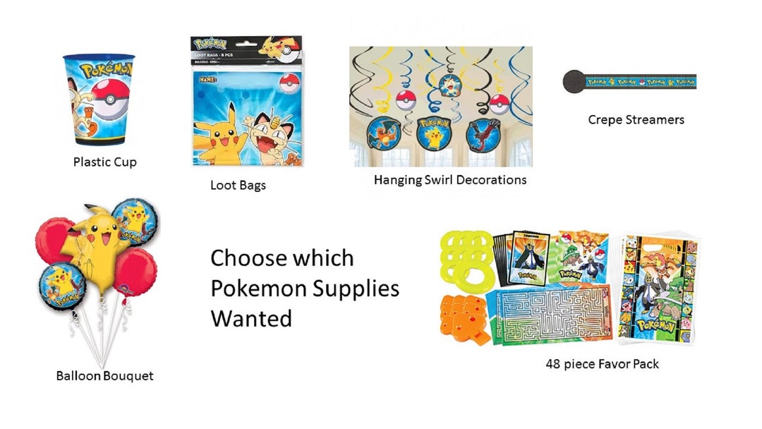 Pokemon Pikachu Mylar Balloons, Pokemon Loot Bags, Pokemon Favor Pack ...