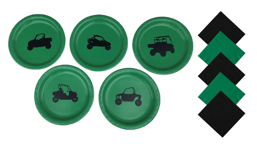 UTV Dinner Plates, ATV Dessert Plates - With Solid Color Napkins - Set ...
