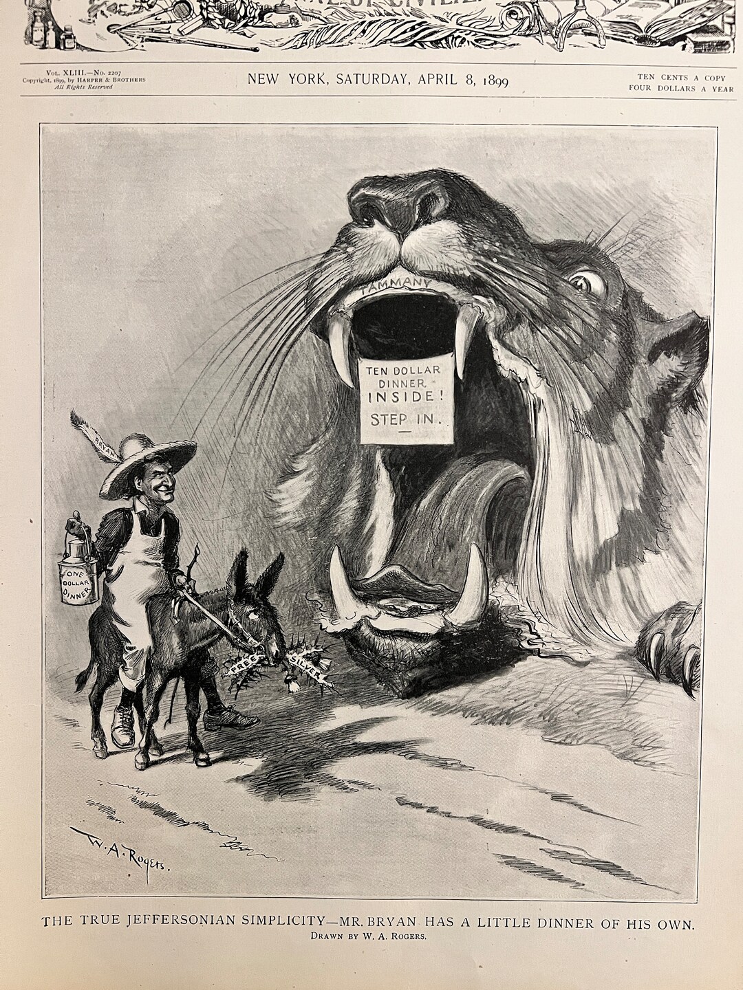 Harper's Weekly Original Cover 1899 - Political Satire - W.A. Rogers ...