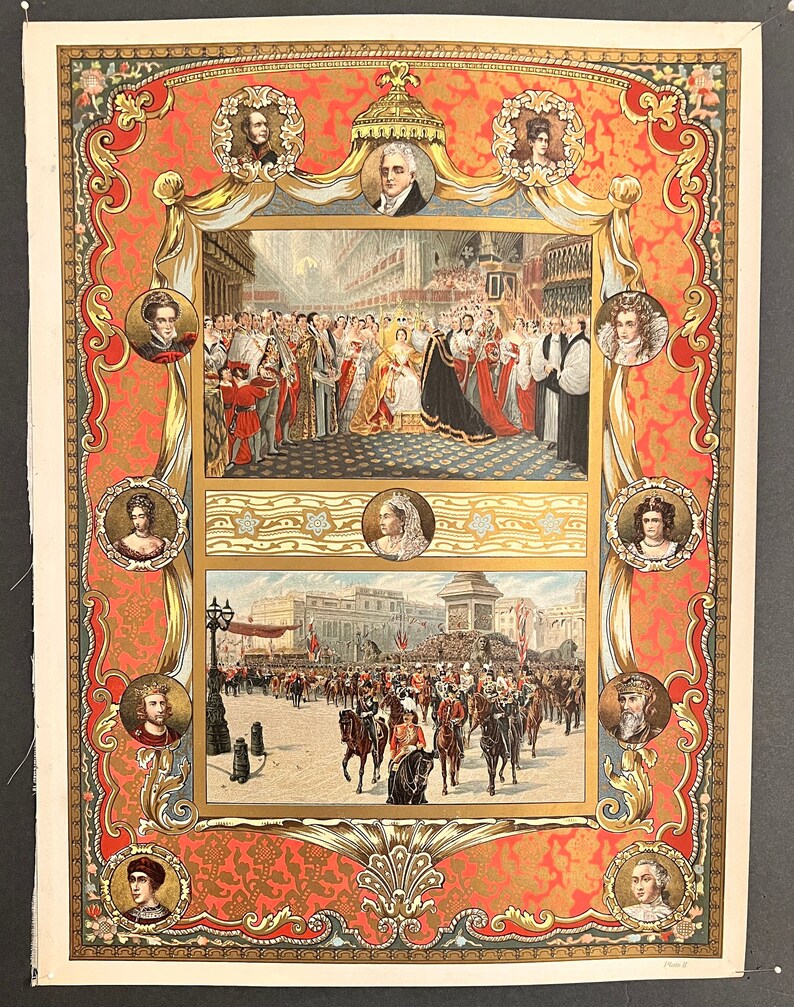 Coronation of Queen Victoria 1897 Rare Original Color Lithograph Print ...
