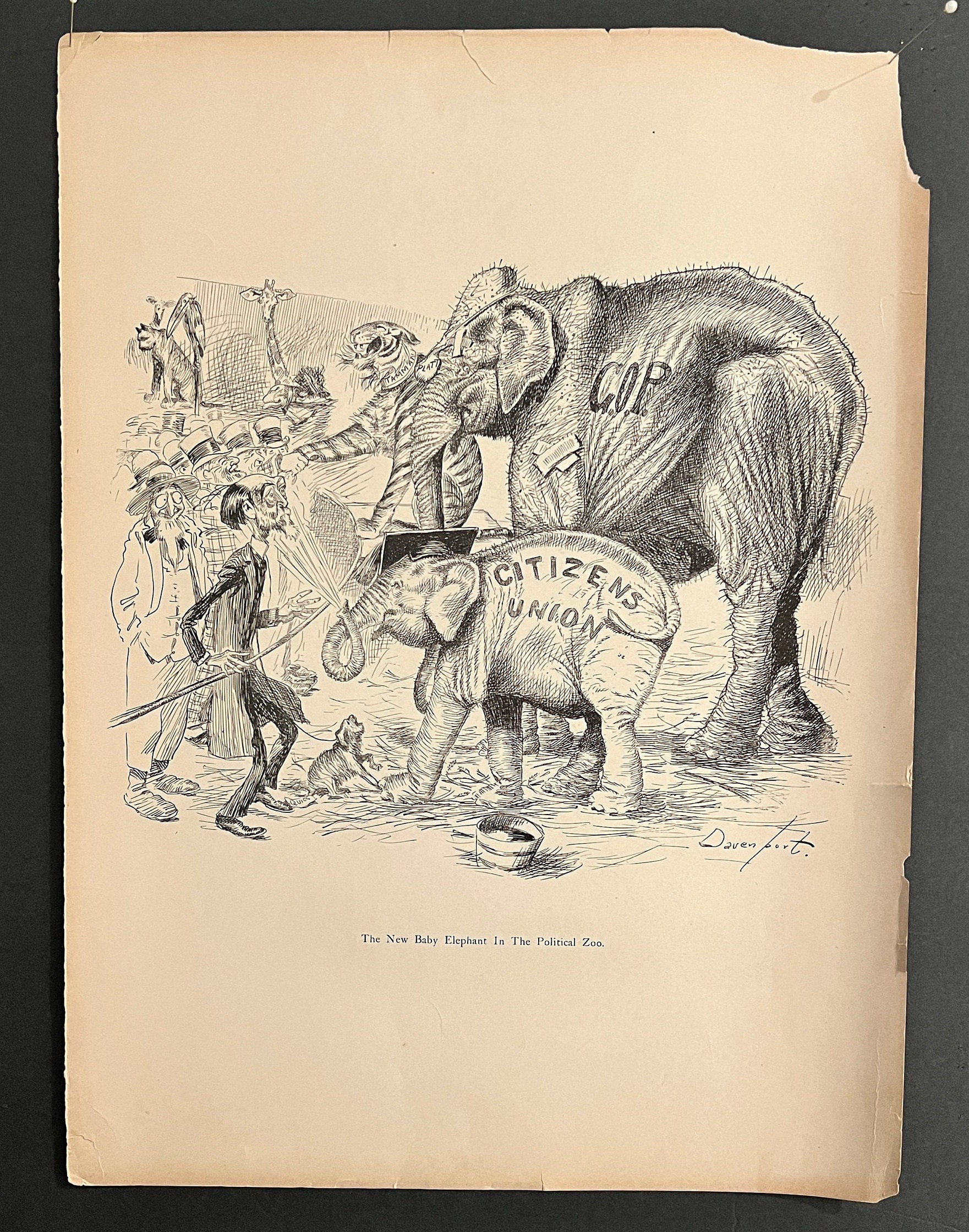 Davenport Political Print Original 1800s Citizen Union GOP Satire ...