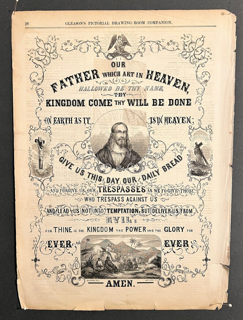 Gleason's Pictorial Drawing Room Newspaper Original 1800s - "our Father ...
