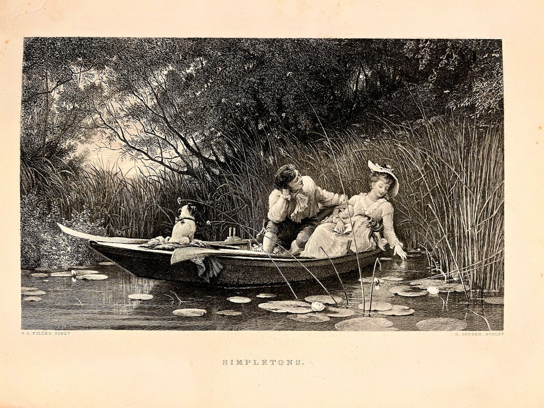 Antique Etching Engraving: "simpletons" Print (1800s) by Appleton & Co., New York Vintage ...