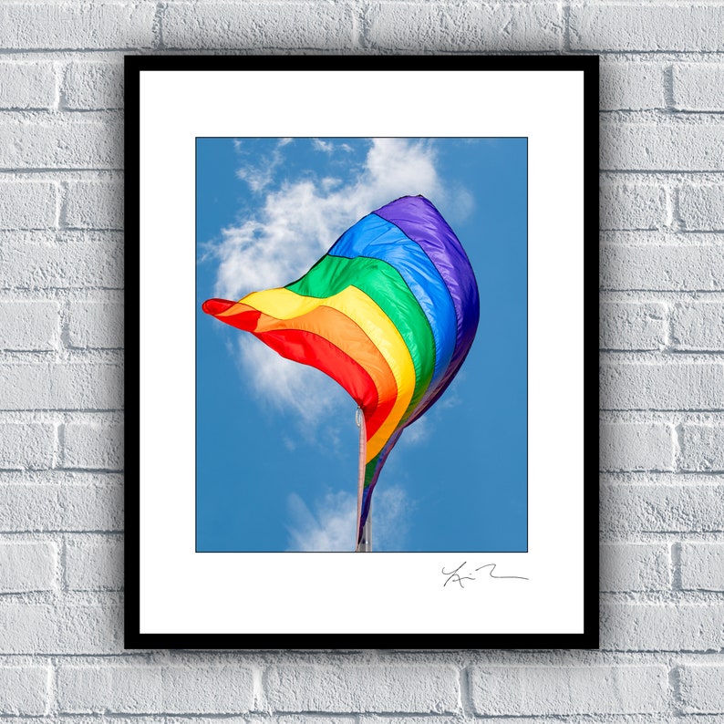 Chicago Pride Flag Waving Photography Art Photo Blue Sky Colorful Scene Print Lgbtq Lesbian Gay ...